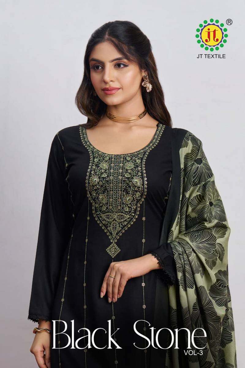 Jt Black Stone Vol 3 Embroidered Dress Material Collection