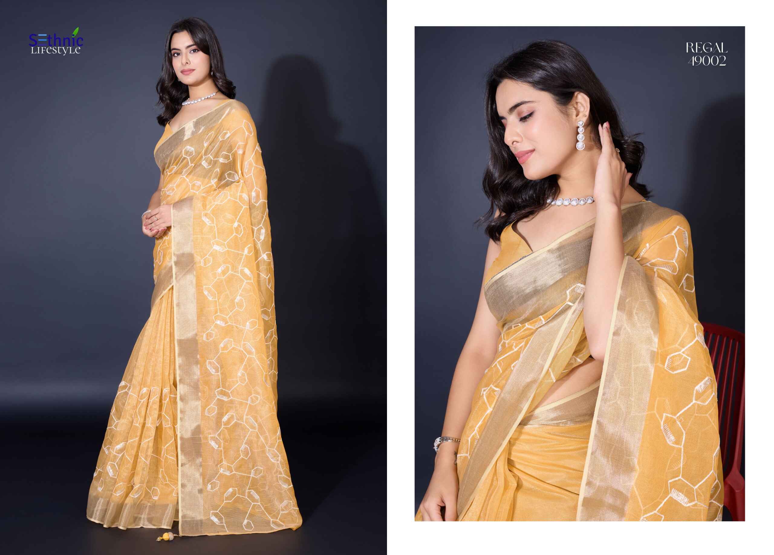 Sethnic Regal Gold Spun Designer Saree Collection
