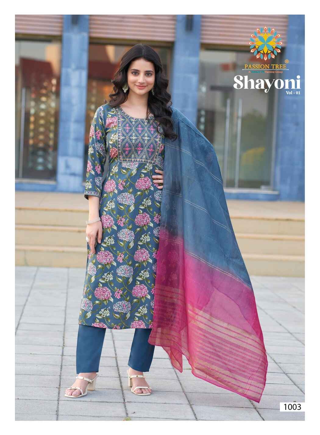 Shayoni Vol 1 By Passion Tree Printed Kurti Pant With Dupatta