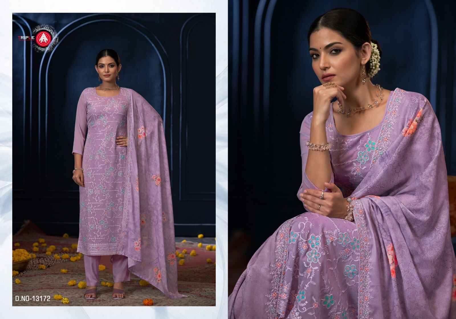 Triple Aaa Sky Designer Dress Material Collection